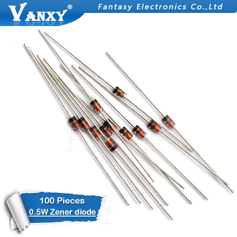 100pcs 0.5W Zener diode 500MW DO-35 1/2W BZX55C 11V 12V 13V 15V 16V 18V 20V 22V 24V 27V 30V 33V ...