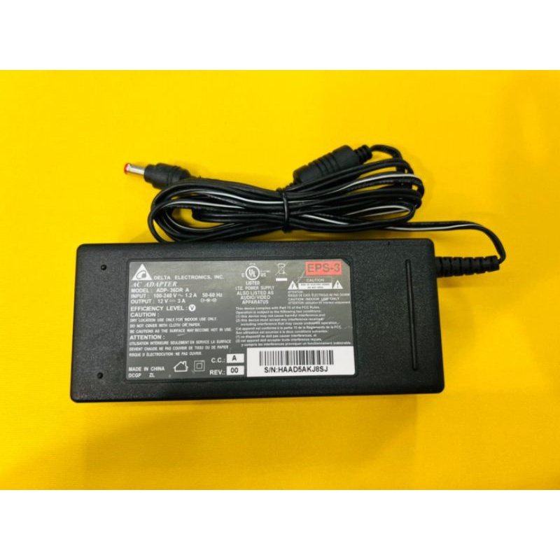 DELTA Adapter 12V 3A (5.5x2.1มม.) ของแท้ แถมฟรีสาย ACอะแดปเตอร์ 12V 3A ...
