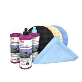 3M 5733 ฟองน้ำขัดเงาละเอียดสีฟ้า ขนาด 8 นิ้ว แบบหลังสักหลาด (1 ชิ้น ...