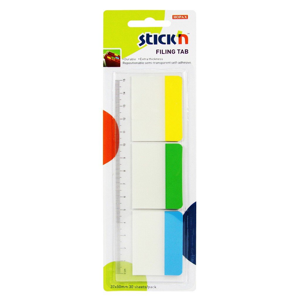 ฟิล์มโน้ตดัชนี ชนิดแข็ง Filing Tabs STICK’N #21359 ขนาด 37×50 มม. (3 ...