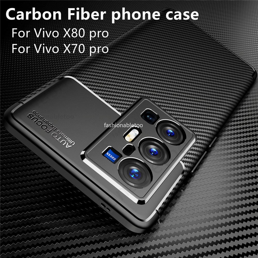 เคสโทรศัพท์มือถือ ซิลิโคนนุ่ม คาร์บอนไฟเบอร์ ผิวด้าน กันกระแทก สําหรับ Vivo X50 X60 X70 X80 pro ...