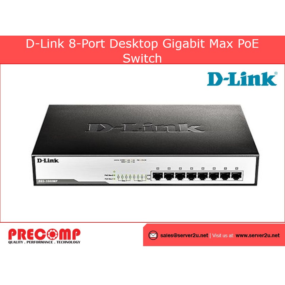 D-link 8-Port Desktop Gigabit Max PoE Switch (DGS-1008MP) | Shopee Thailand