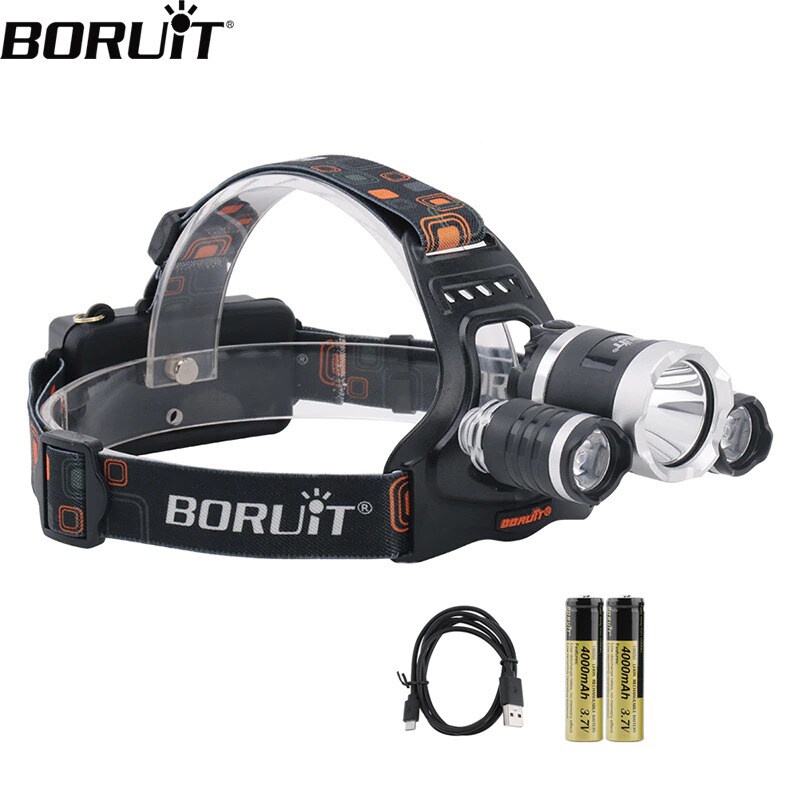 BORUiT RJ-3000 ไฟฉายคาดศีรษะ XM-L2 Powerful Headlamp 3000LM 4-Mode ...