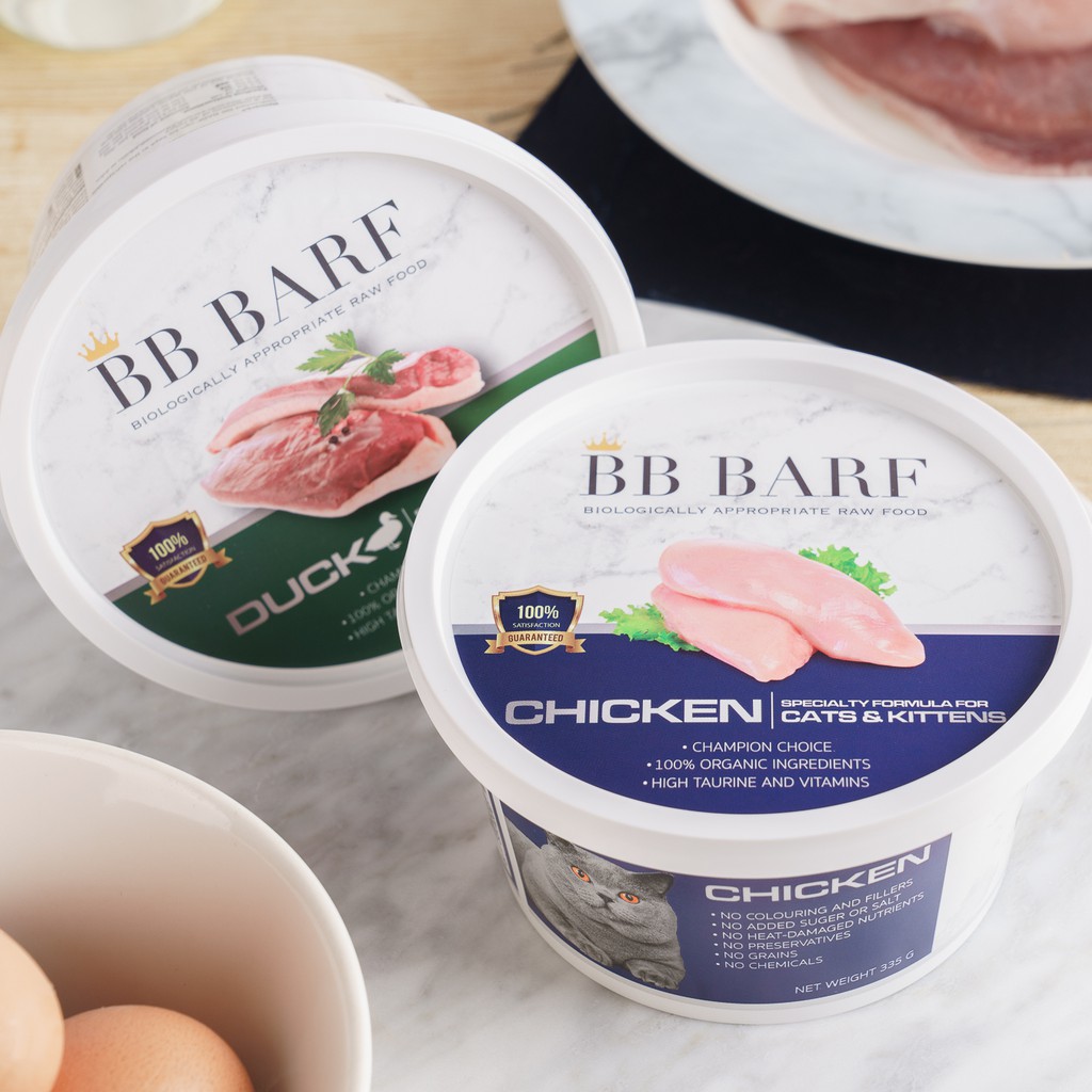 สูตรไก่ สูตรเป็ด อาหารบาร์ฟ BB BARF อาหารสดดิบสำหรับแมว 8 กระปุก ...