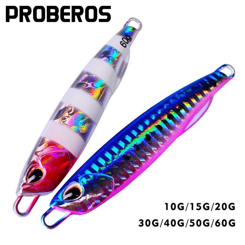 Pro BEROS 1PC เลเซอร์ Jigging Lures ตะกั่วปลา 3D ตา 8 สี 10G-60G โลหะ Jig ช้า Trolling ช้อนโลหะ ...