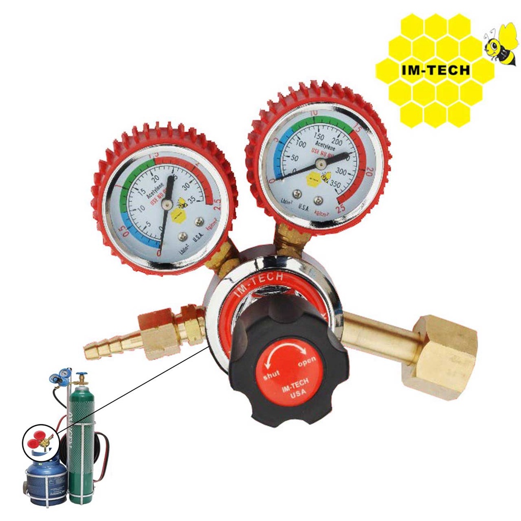 เกจ์แก๊ส ปรับแรงดัน AC อะเซทิลีน IM TECH (ถังปิคนิคเกลียว 3/8") | Shopee Thailand