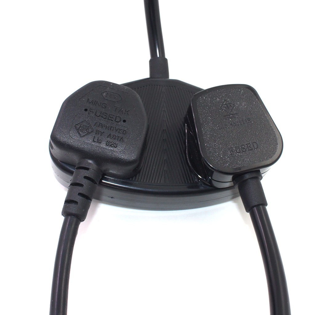 UK Male Plug to Double Female Socket Power Extension Cable พร้อมฟิวส์ ...