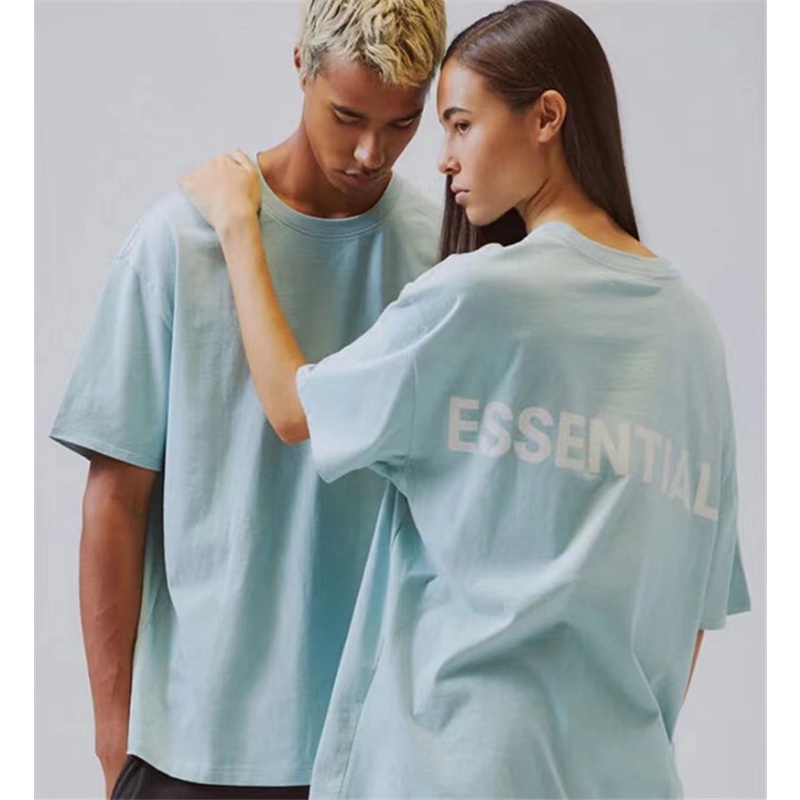 FEAR OF GOD Double Line ESSENTIALS 3M กลับตัวอักษรสะท้อนแสงแขนสั้นหมอก ...