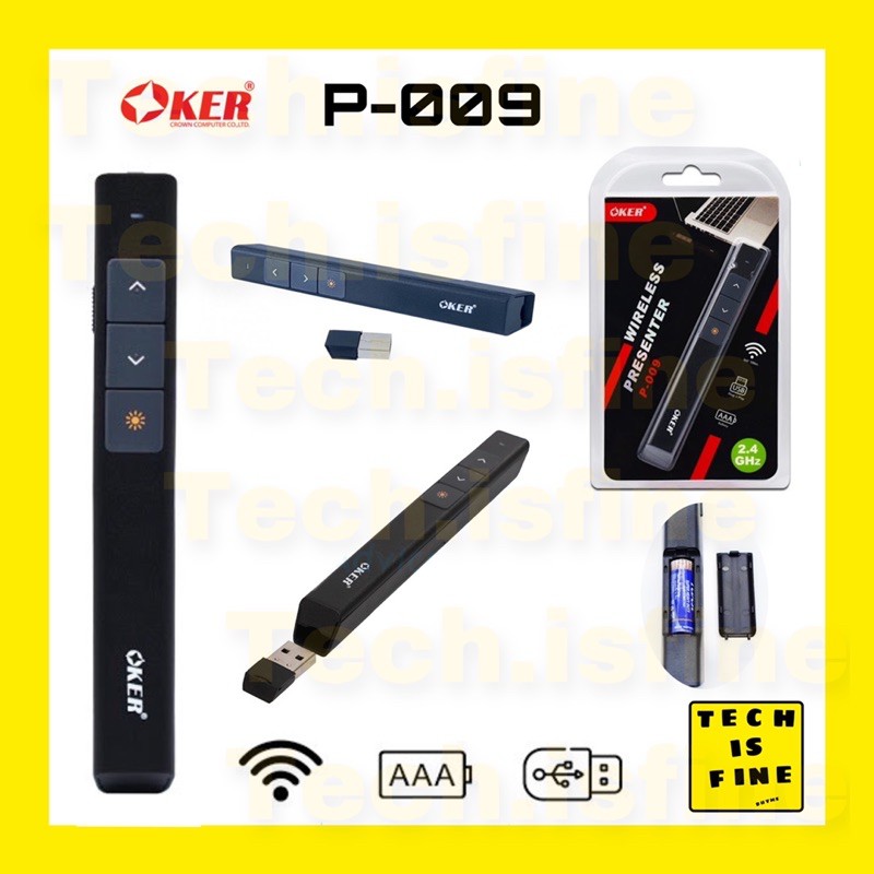 OKER Laser Pointer P-009 2.4g Wireless Presenter เลเซอร์พอยเตอร์ ...