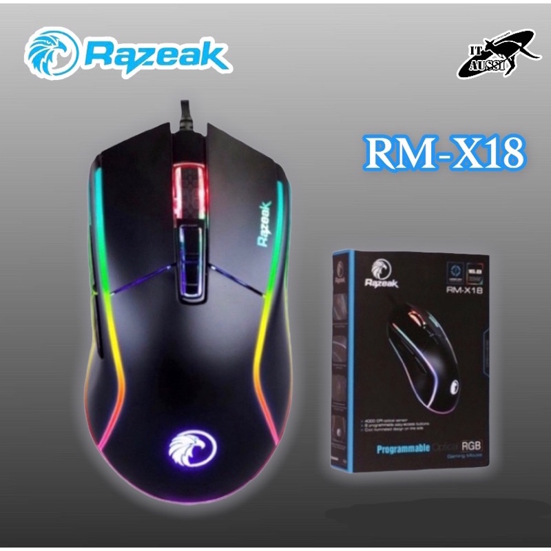 Razeak RM-X18 เมาส์เกมมิ่ง Gaming Mouse RGB มาโคร | Shopee Thailand