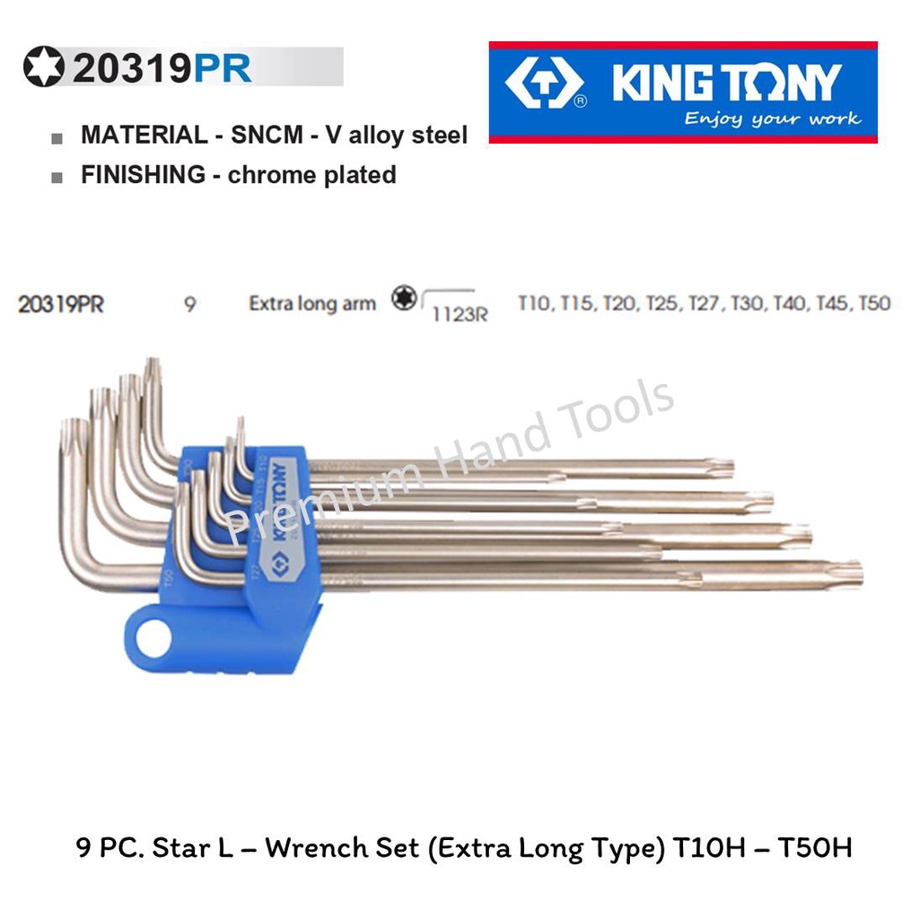 KING TONY ชุดประแจ L หัว TORX ขาว ยาว ขนาด T10 - T50 KINGTONY 20319PR ...