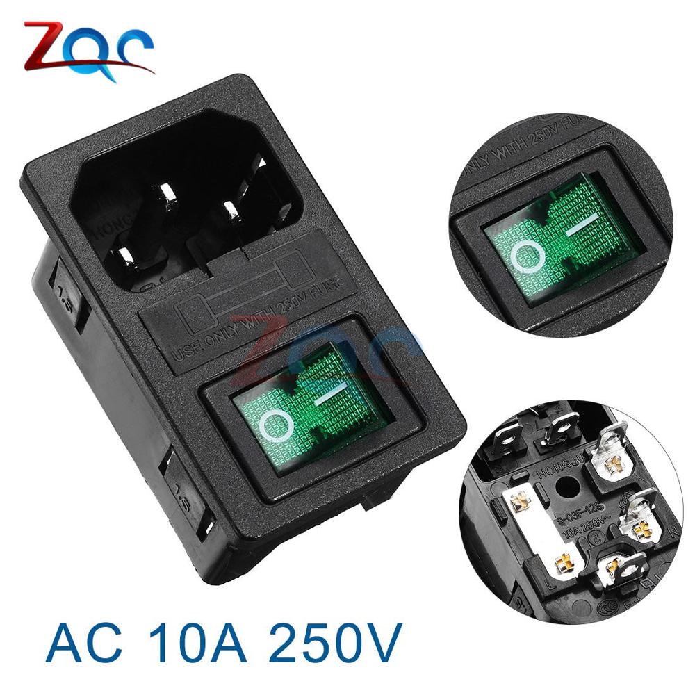 Ac 10A 250V Rocker Switch Fused IEC320 C14 Inlet Power Socket fuse ...