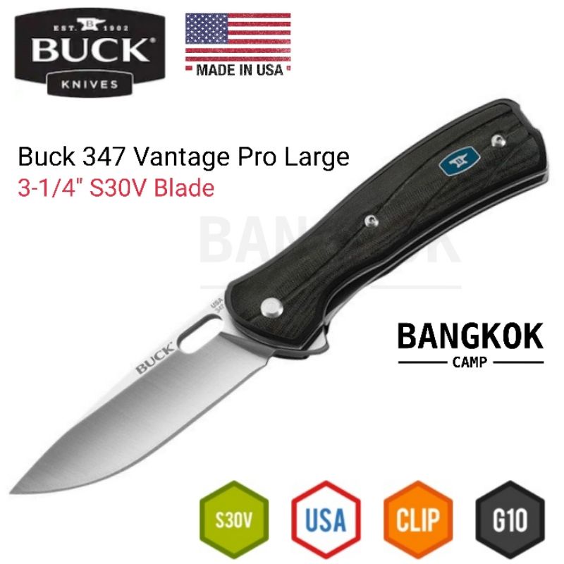 [GENUINE ]Buck 347 Vantage Pro Large Folding Knife 3-1/4" S30V Blade ...