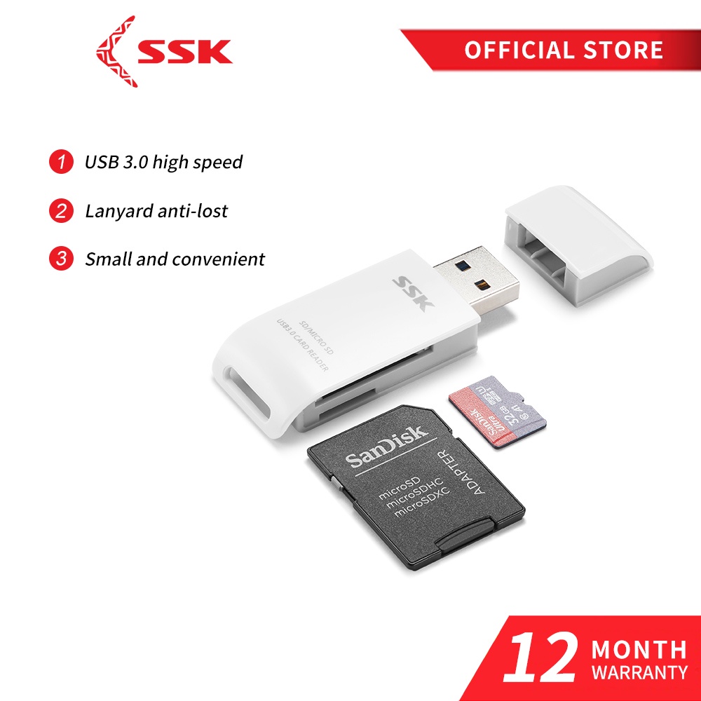 SSK เครื่องอ่านบัตร USB3.0 Card Reader SD TF Card Reader USB3.0 | Shopee Thailand