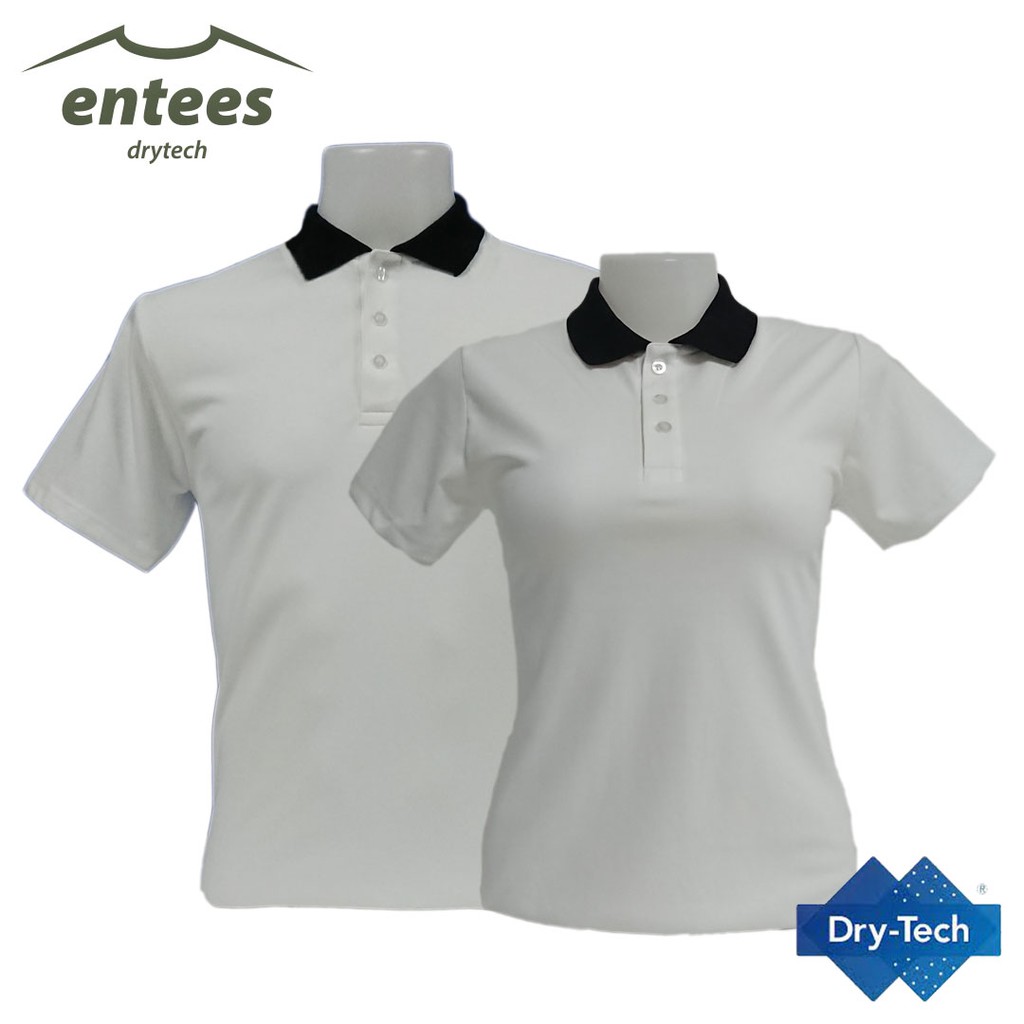 เสื้อโปโล DryTech X2 และ X4 สีขาว คอปกสีดำ | Shopee Thailand
