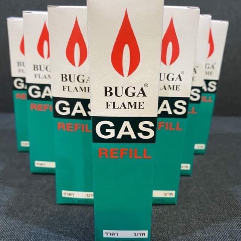 แก๊ส12กระป๋อง แก๊สเติมไฟแช็ค ขนาดบรรจุ 50 กรัม BUGA FLAME GAS REFILL 50 ...