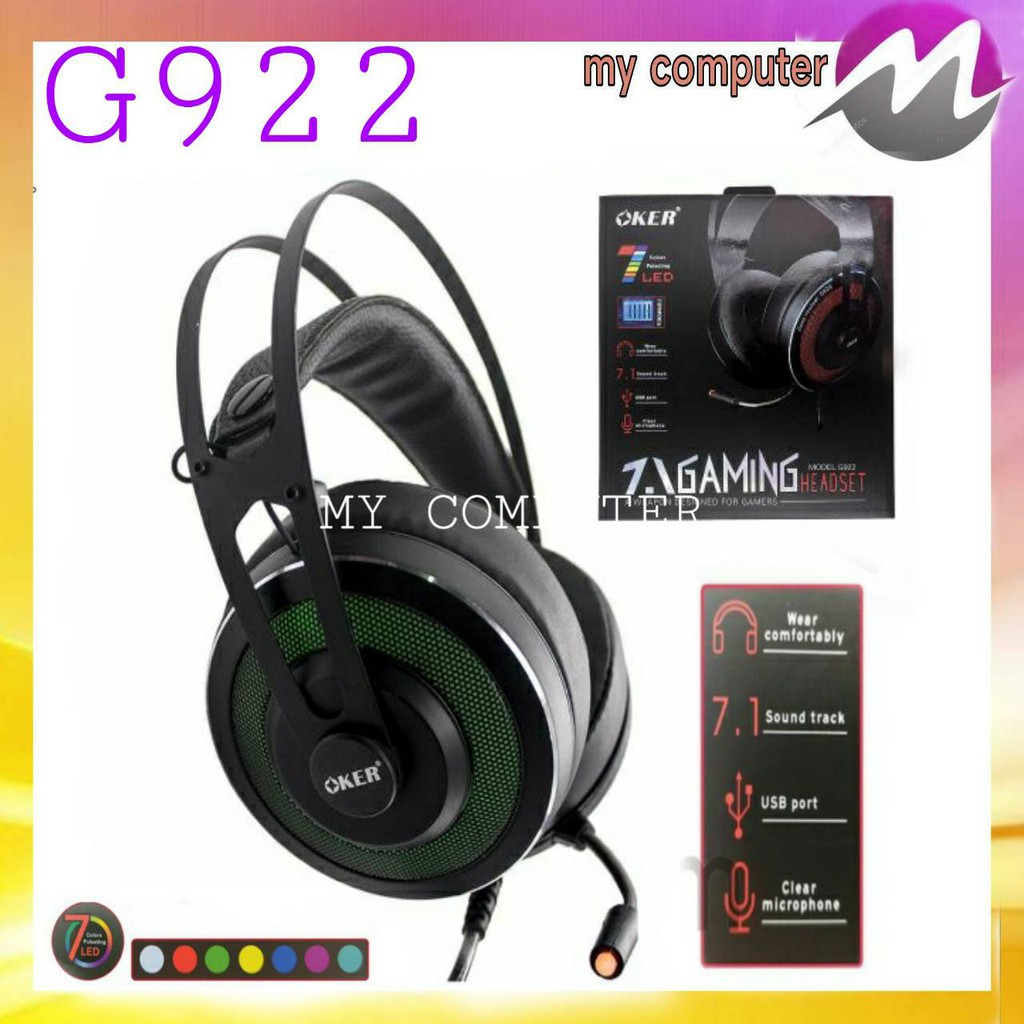 OKER G922 7.1 Surround Sound Gaming Headset (หูฟังเกมมิ่ง) | Shopee ...