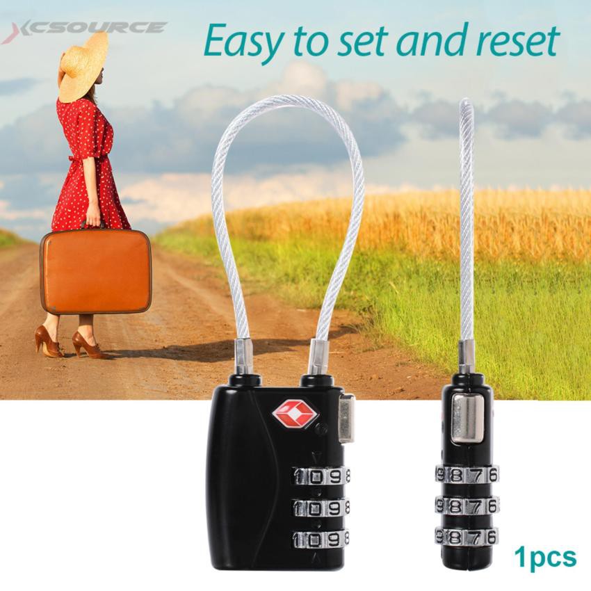 XCSource กุญแจล็อคสายเคเบิ้ลแบบ 3 หลัก เหมาะสำหรับกระเป๋าเดินทาง และ ...