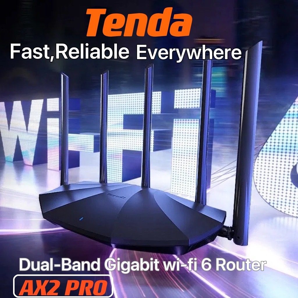 TENDA NEWEST AX2 Pro Dual-Band Gigabit Wi-Fi 6 Router up to 1501Mbps (2.4GHz: 300Mbps, 5GHz ...