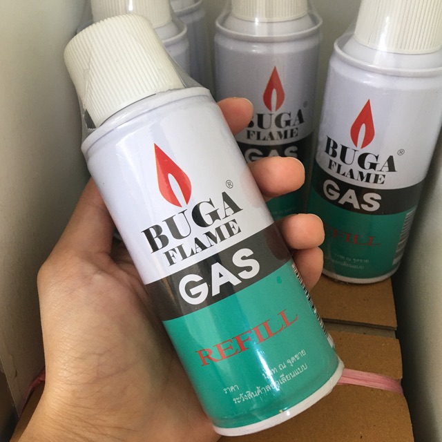 แก๊สกระป๋อง สำหรับเติม ไฟแช็ค Buga gas ขนาดกลาง 132 ml. | Shopee Thailand