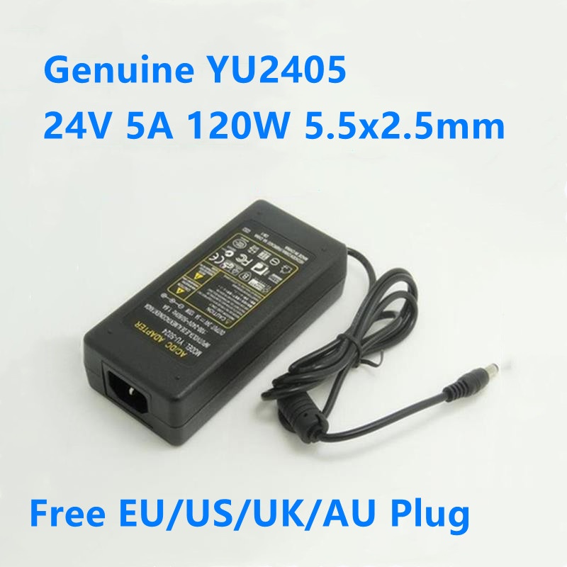 Genuine 24V 5A 120W 5.5x2.5mm YU2405 YU5024 AC Adapter Power Supply For ...