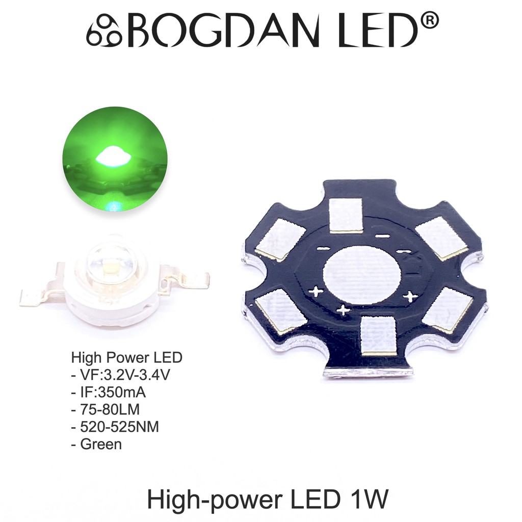 LED High power 1W GREEN แอลอีดีลูกปัดสีเขียว ให้ความสว่างสูงเต็มวัตต์ ...