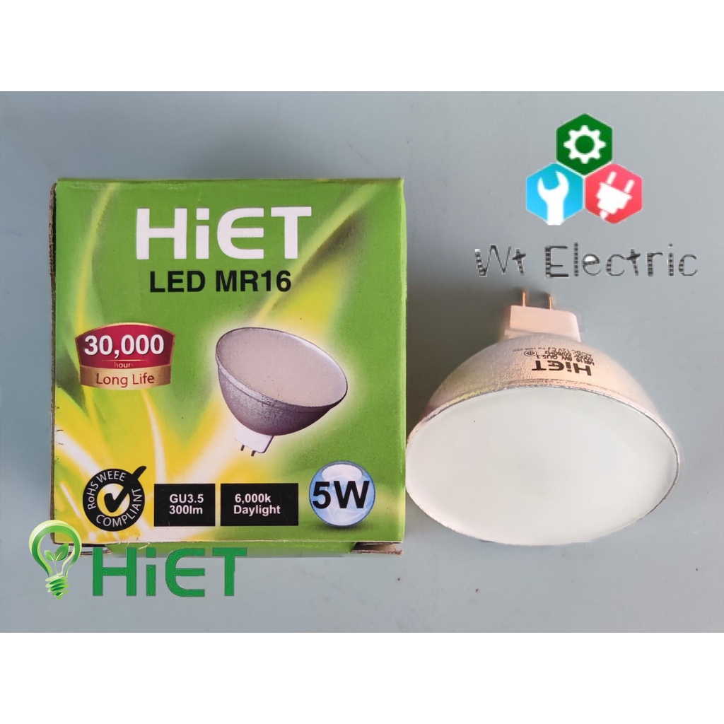 หลอดไฟ ฮาโลเจน LED HiET MR16 GU3.5 5W 12V AC/DC 300LUMEN แสงขาว ...