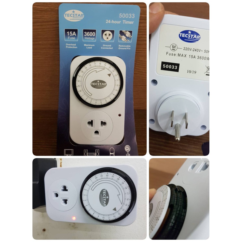 TECSTAR เครื่องตั้งเวลา ปลั๊กไฟตั้งเวลาเปิดปิดอัตโนมัติ 24 ชั่วโมง ขนาด ...