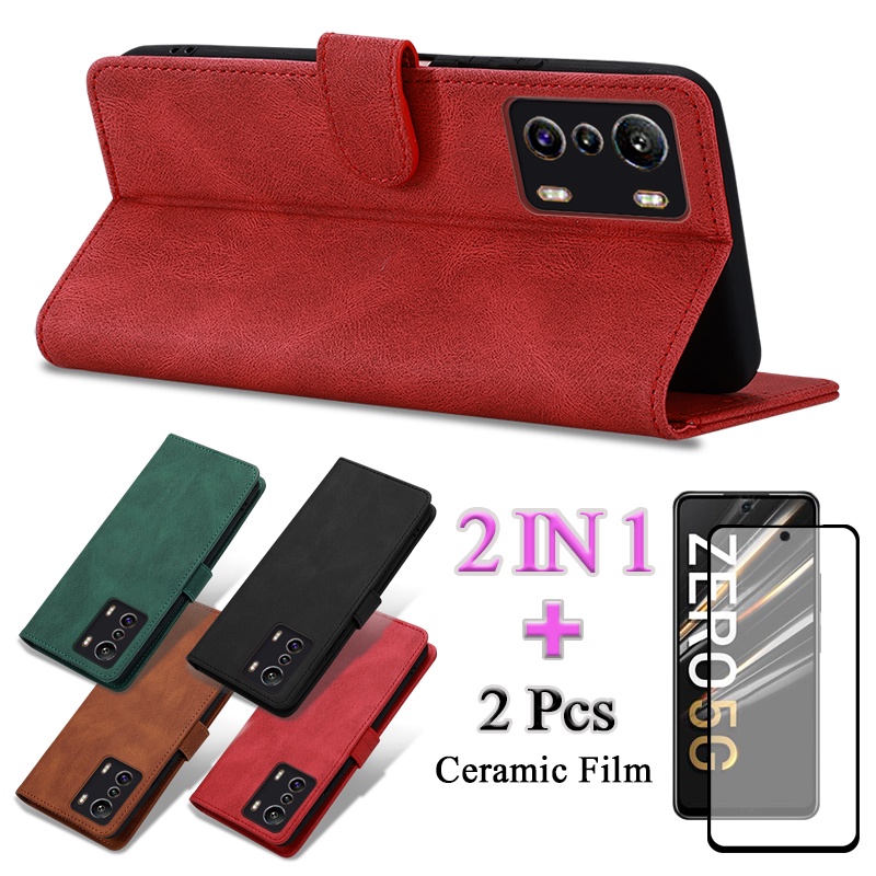 2 IN 1 เคสฝาพับ Infinix Zero 5G X6815, X6815B เคสหนัง พร้อมฟิล์มกันรอย ...