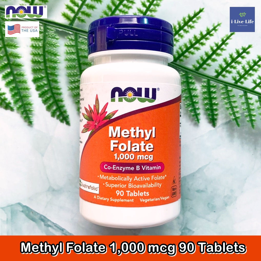 เมทิล โฟเลต Methyl Folate 1,000 mcg 90 Tablets - Now Foods Folic acid ...
