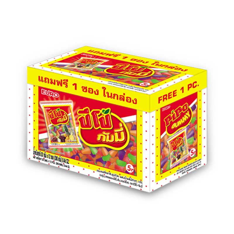 ปีโป้ เยลลี่เจลาตินรูปถ้วย รวมรสผลไม้ ขนาด 20กรัม ยกกล่อง 12ชิ้น PIPO ...
