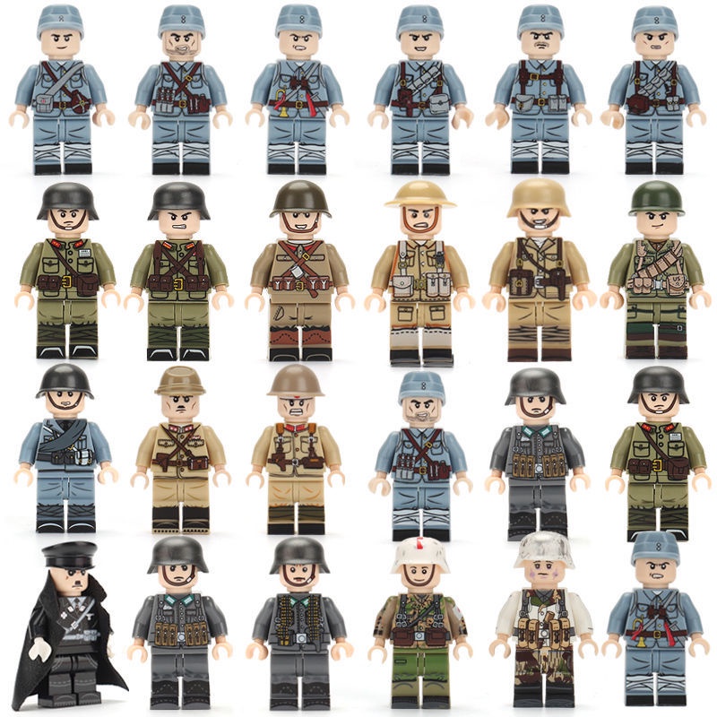 ☃ใช้งานร่วมกับ Lego ทหาร World War II Minifigure Building Blocks แปด ...