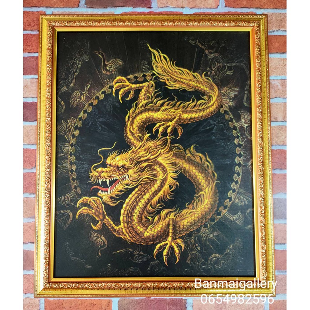 ภาพมังกรทอง ใส่กรอบทอง | Shopee Thailand