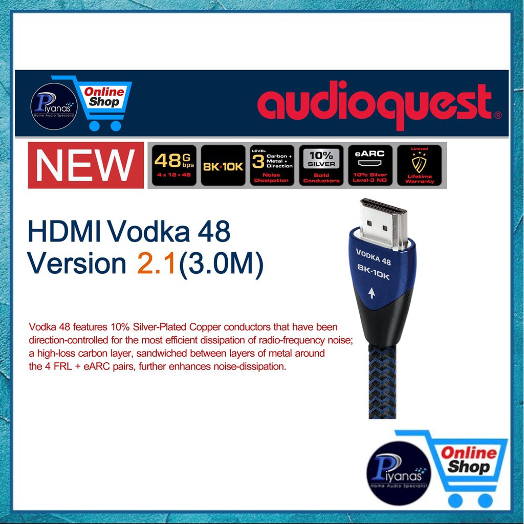 AUDIOQUEST : HDMI-VODKA 48 VERSION 2.1 (3.0M) | Shopee Thailand