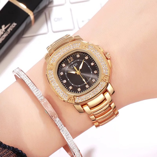 นาฬิกา GEDI SILVER & PINK WATCH นาฬิกาหญิง ทรงเหลี่ยม นาฬิกาแบรนด์แท้ ...