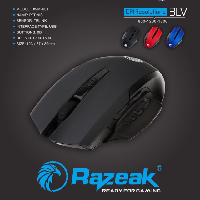 RAZEAK MOUSE RWM-031 PERNIS 2.4GHZ WIRELESS OPTICAL ไร้สายปรับได้ 3 ...