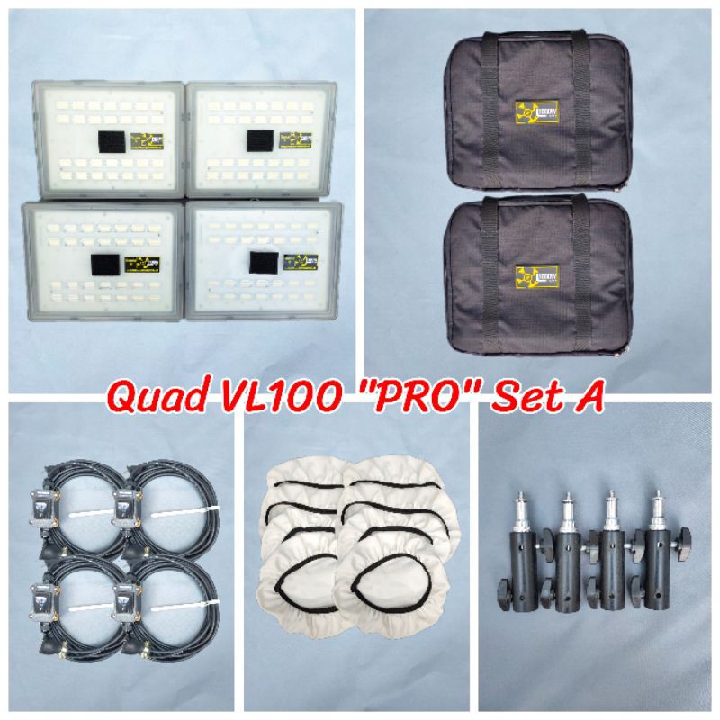ชุดไฟสปอทไลท์ถ่ายงานสำเร็จรูปพร้อมใช้งาน Quad VL100 "PRO" 4 หัว ( OPPLE ...