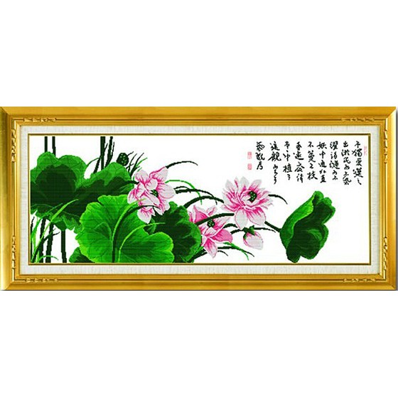 ชุดปักครอสติชพิมพ์ลาย ดอกบัว (Lotus Cross stitch kit) | Shopee Thailand