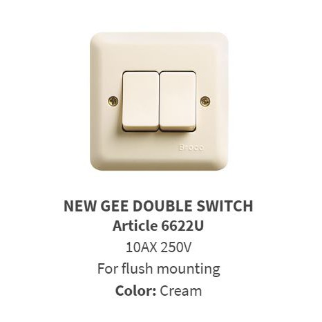 Broco double ib switch ประเภท 6622 series สีครีม gee ใหม่ | Shopee Thailand