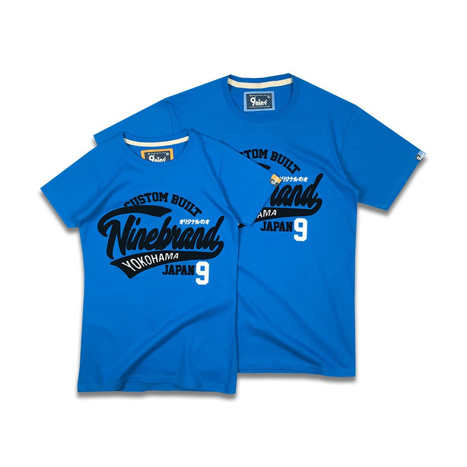 9nine เสื้อสกรีนกำมะหยี่ รุ่น VL414 ( สีฟ้า ) | Shopee Thailand