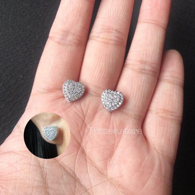 Pomee.store ต่างหูเพชรหัวใจติดหู | Shopee Thailand