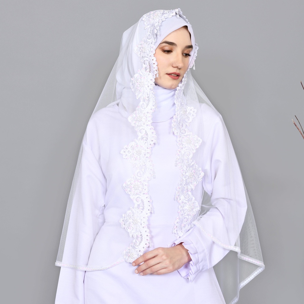 Bride Slayer ใหม่ EMBROIDERY Pearl เลื่อม MOTIF veil แก้ไขงานแต่งงาน ...