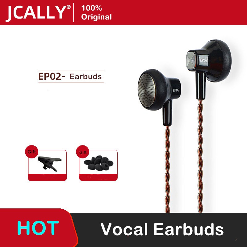 JCALLY EP02 Flat Head Earphone HIFI Moving Coil Wired Control Headphone with 3.5mm cable Music ...