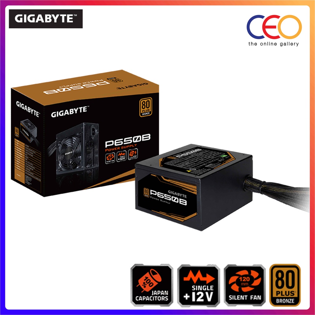Gigabyte P650B 80plus หน่วยพาวเวอร์ซัพพลาย สีบรอนซ์ PSU (G-P650B ...