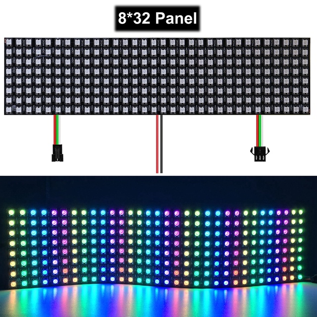 Ws2812B Rgb โมดูลหน้าจอดิจิตอล Led Ws2812 8X8 16X16 8X32 Matrix Screen ...