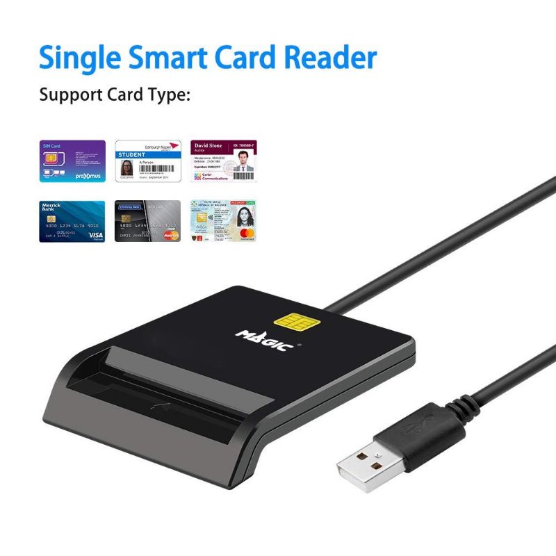 Portable USB 2.0 Smart Card Reader DNIE ATM CAC IC ID Bank Card SIM ...