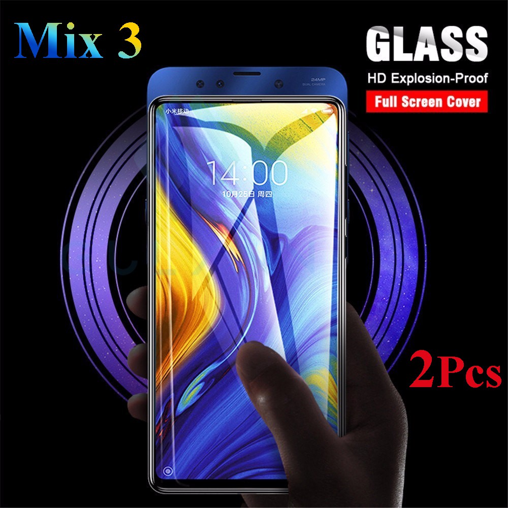 ฟิล์มกระจกนิรภัยป้องกันรอยขีดข่วนป้องกันรอยขีดข่วน 2 ชิ้น Xiaomi Mix 3 Xiaomi Mi Mix 3 Mix3 ...