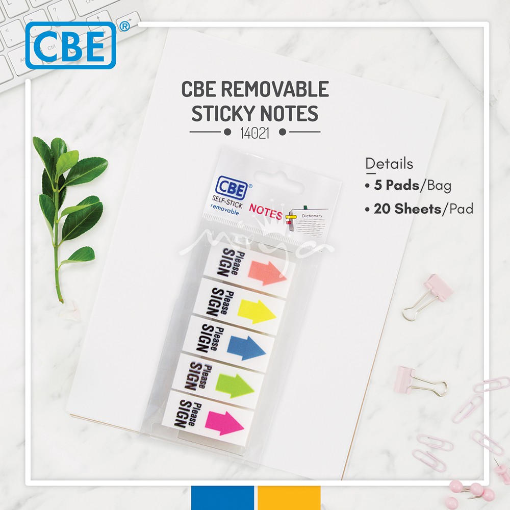 CBE 14021 ติดบน NOTE STICKY NOTES (FILM MATERIAL) 20X46MM 5COLORS X ...