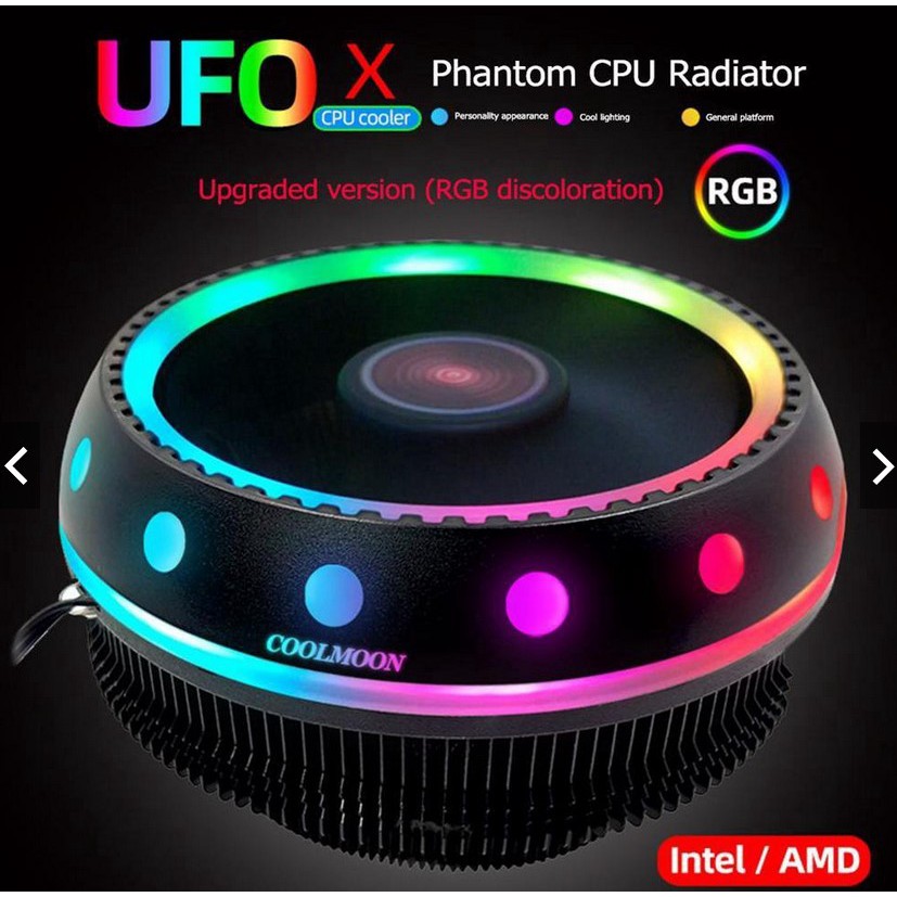 COOLMOON UFO RGB CPU Cooler Heatsink LED 12V for Intel/AMD PC Processor ...