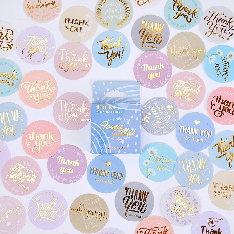 สติ๊กเกอร์ Thank You Series ทรงกลม 46 ชิ้นสําหรับตกแต่งสมุดภาพกล่อง ...